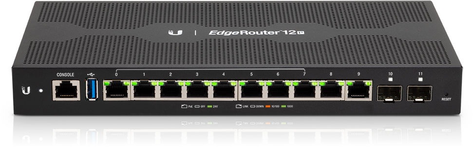 Ubiquiti EdgeRouter 12, gigabites, 10x RJ45, 10x PoE, 2xSFP